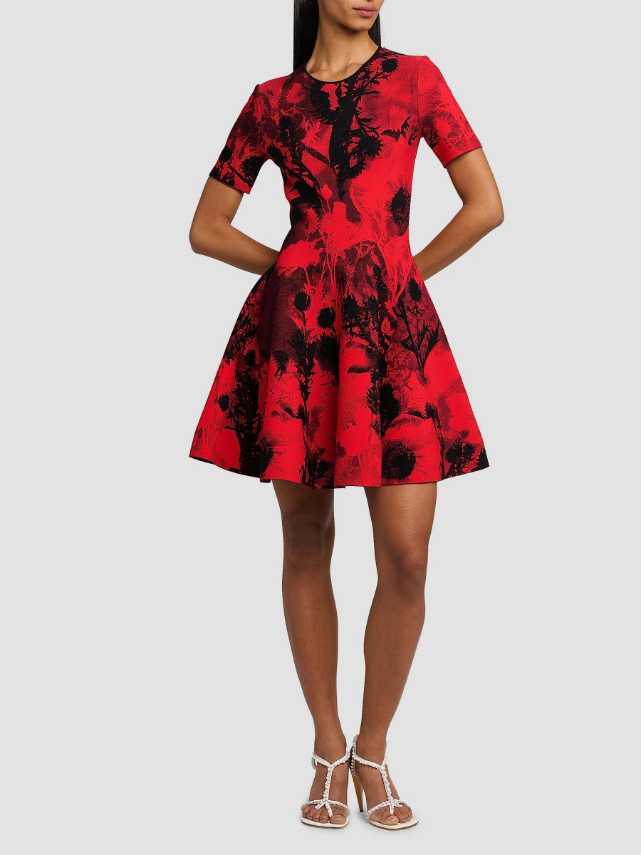 ALEXANDER MCQUEEN london flowers jacquard minidress